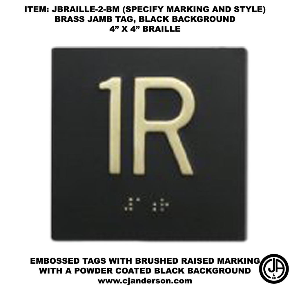 Brass Elevator Jamb Floor Braille Tags 4 x 4