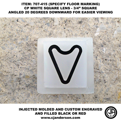 CP White Rectangular Slanted Down Indicator Lens