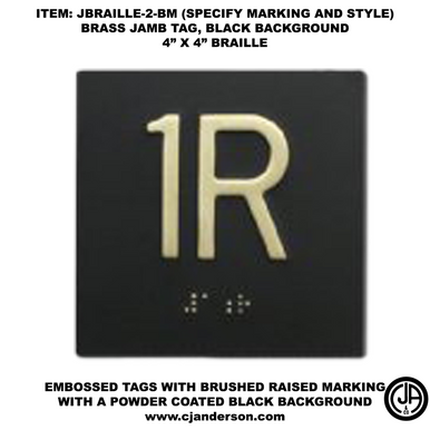 Brass Elevator Jamb Floor Braille Tags 4 x 4