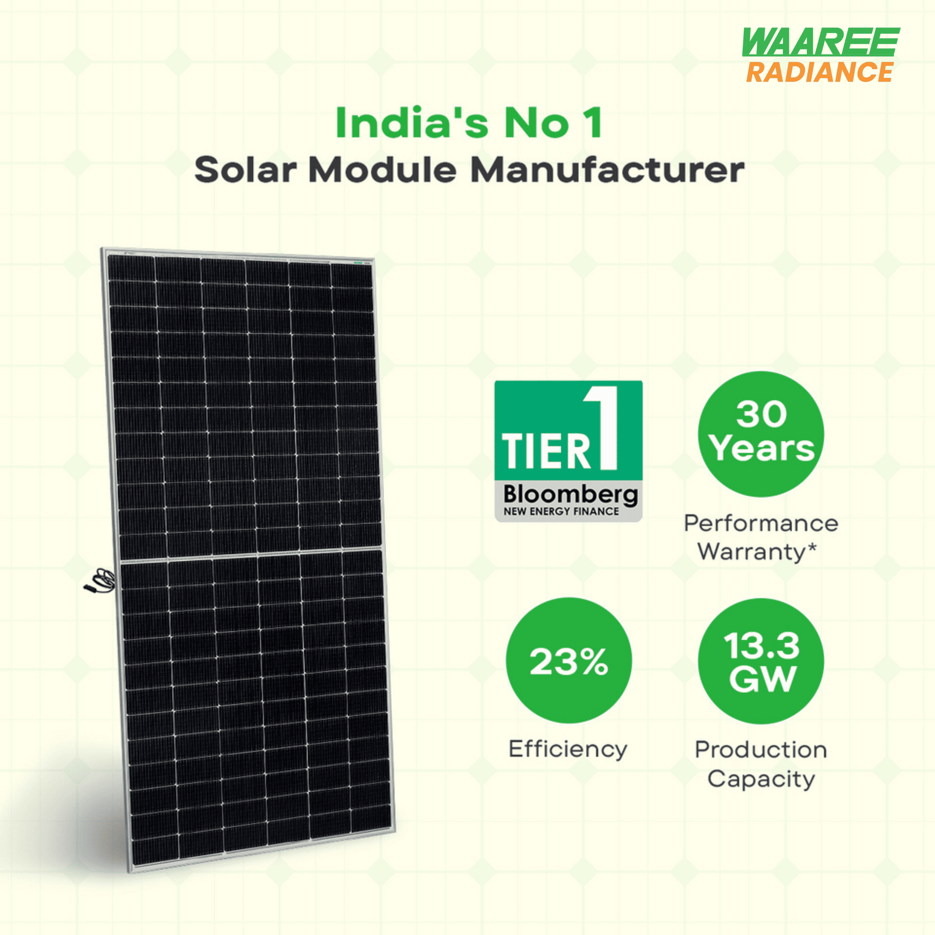 WAAREE Radiance 5 kW On Grid Single Phase Bifacial Topcon DCR Solar Kit