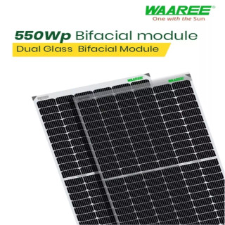 WAAREE 550Wp 144Cells 44 Volts Framed Dual Glass Mono PERC Bifacial ...