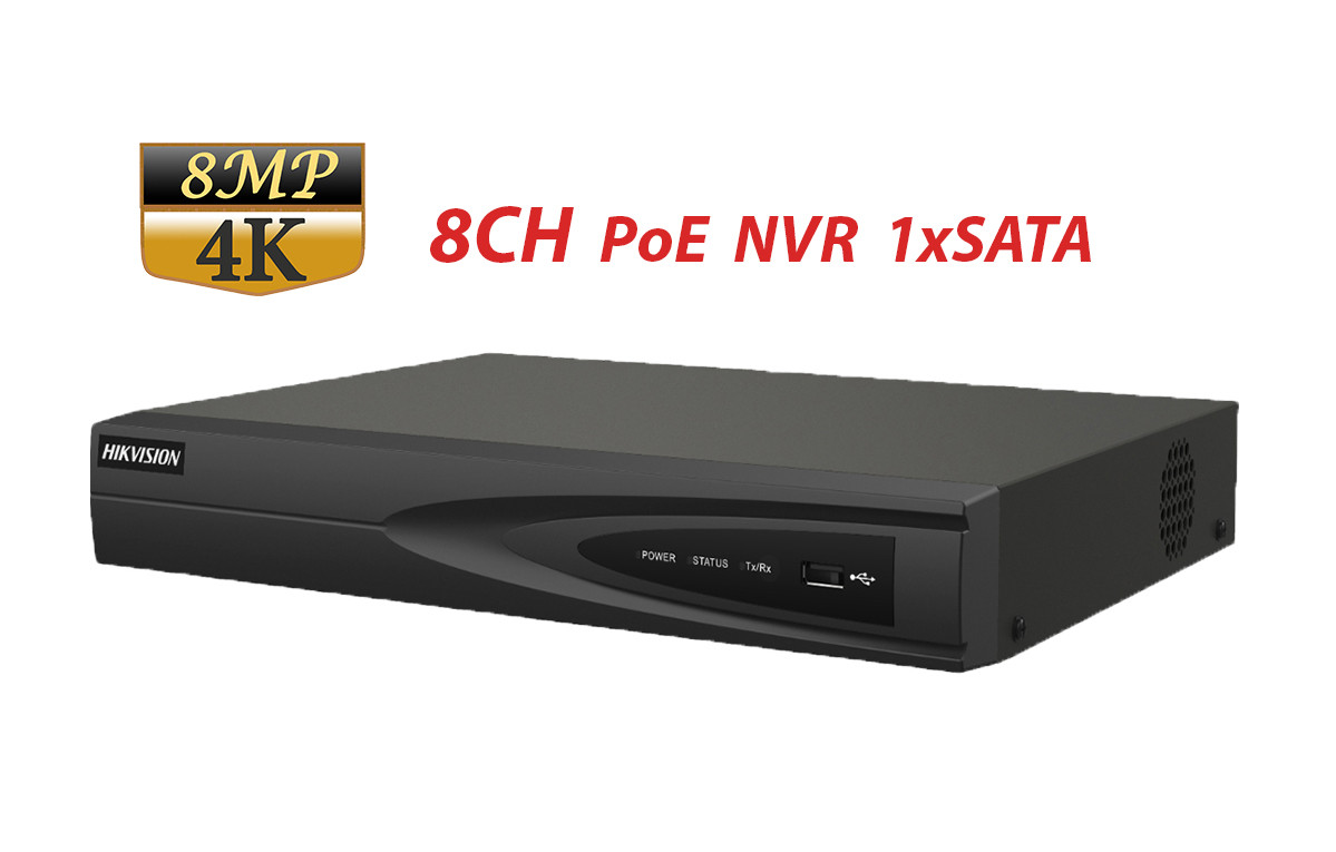 Hikvision DS-7608NI-Q1/8P 8CH 4K 8MP PoE NVR, 1x SATA, Free Hik-Connect ...