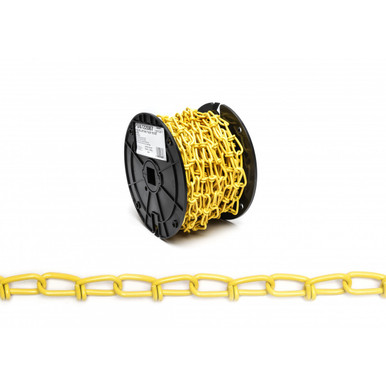 2/0 Double Loop Chain, Yellow Powder Coat, 125 FT/Reel, 255 lbs. WLL ...