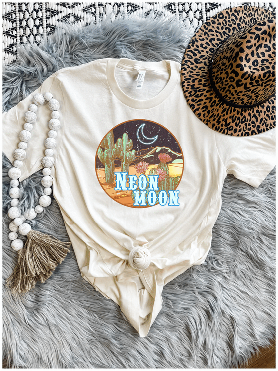 Neon Moon Circle Tee: Natural - Off the Racks Boutique