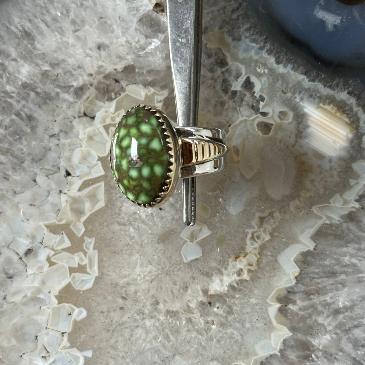 Damele Variscite Ladies Gold Ring