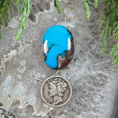 Bisbee blue turquoise cab with quartz-566 - Durango Silver Company