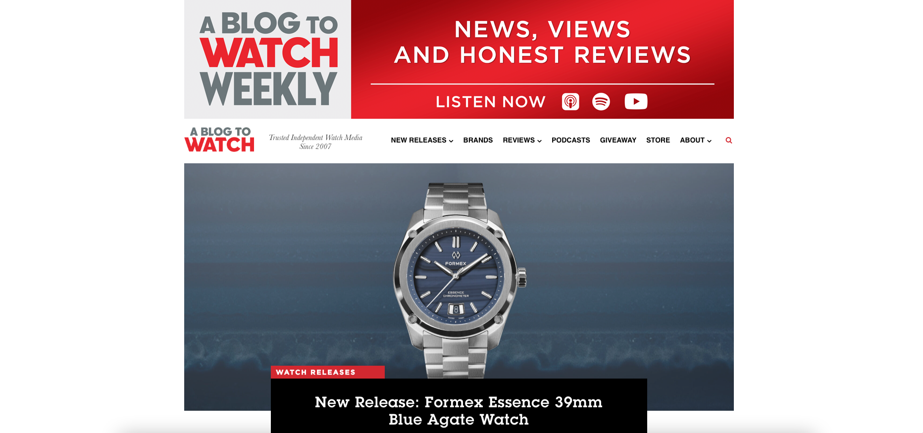 New Release: Formex Essence 39mm Blue Agate Watch - Official FORMEX ...