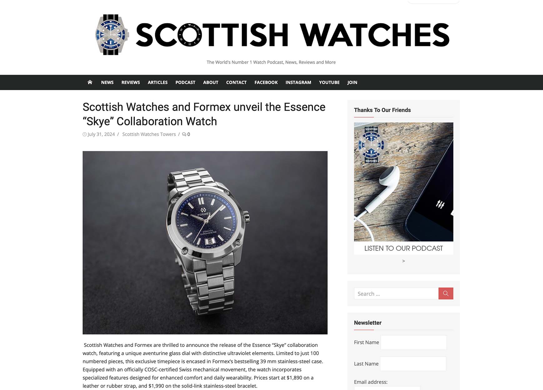 Scottish Watches and Formex unveil the Essence 39mm “Skye ...