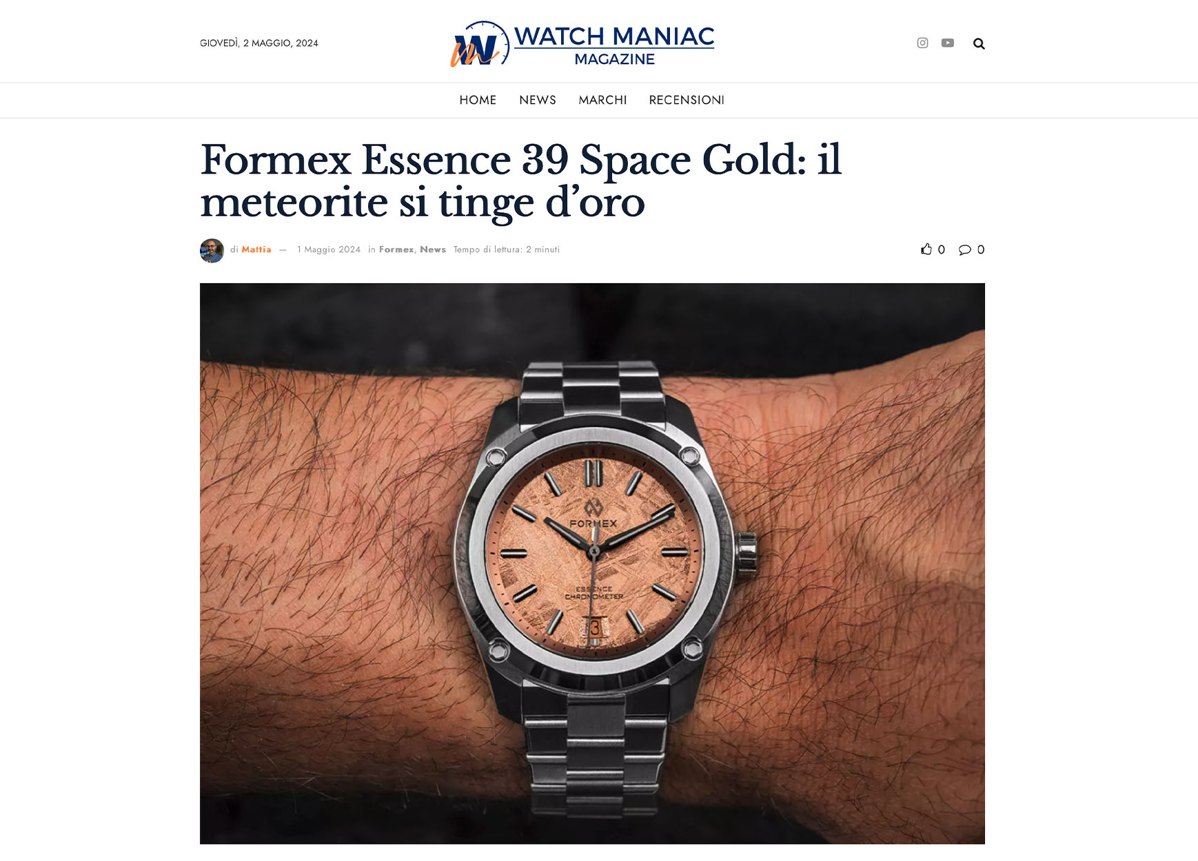 Watch Maniac Magazine About the Formex Essence 39 Space Gold - Official FORMEX Swiss Made Watches®