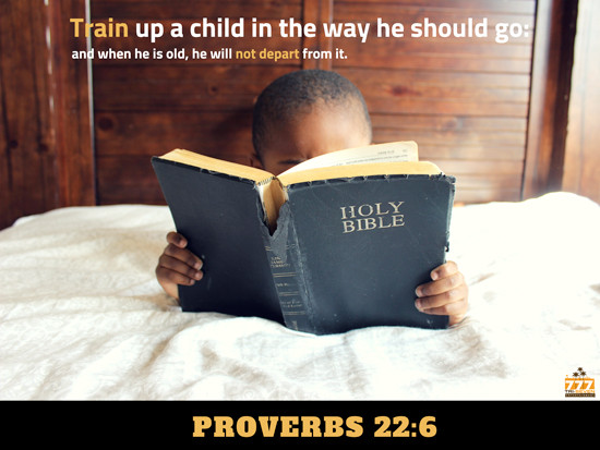 Train Up A Child Poster Proverbs 22:6 Bible Scripture Wall Print (24x18)