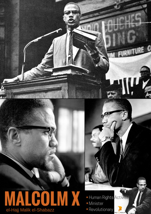 Malcolm X Poster Human Rights Activist Black History Photos Print (18x24)