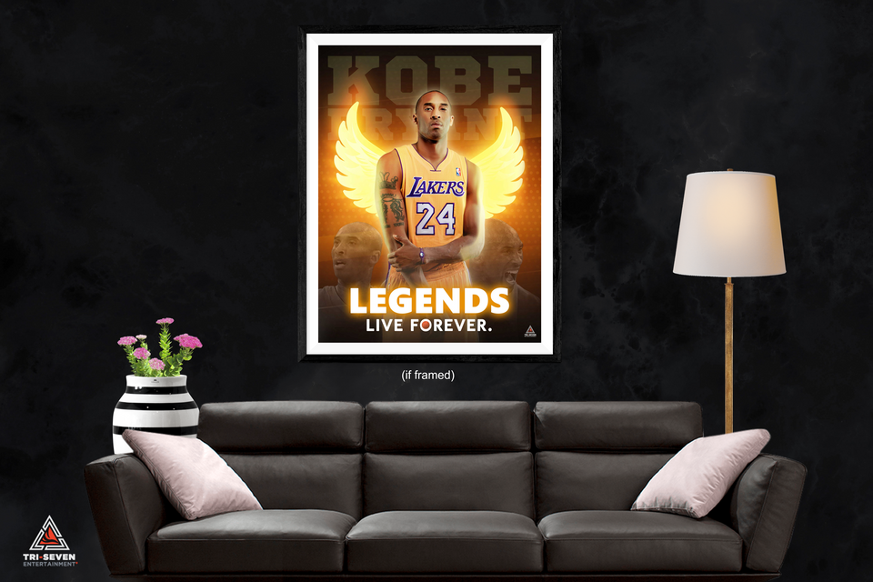 Kobe Bryant Poster Legends Live Forever Wall Art Print (18x24)