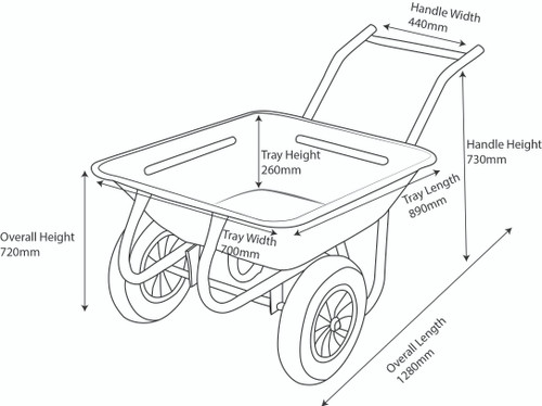 Heavy-Duty Contractor Twin Black Wheelbarrow - 175ltr/220kg