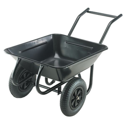 Heavy Duty Contractor Twin Black Wheelbarrow 175ltr 220kg