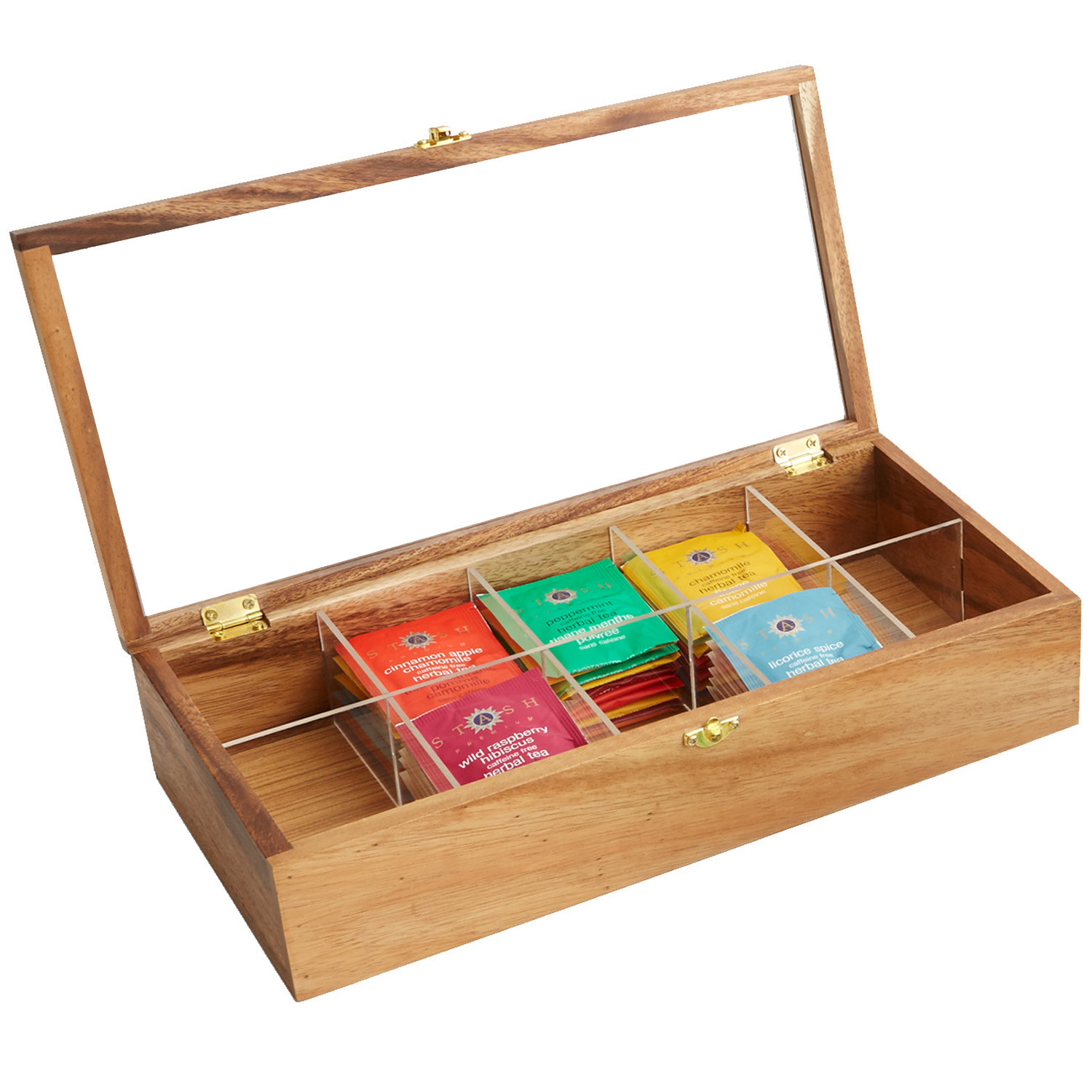 Wood Tea Storage Compartment Box | WoodardandCharles.com
