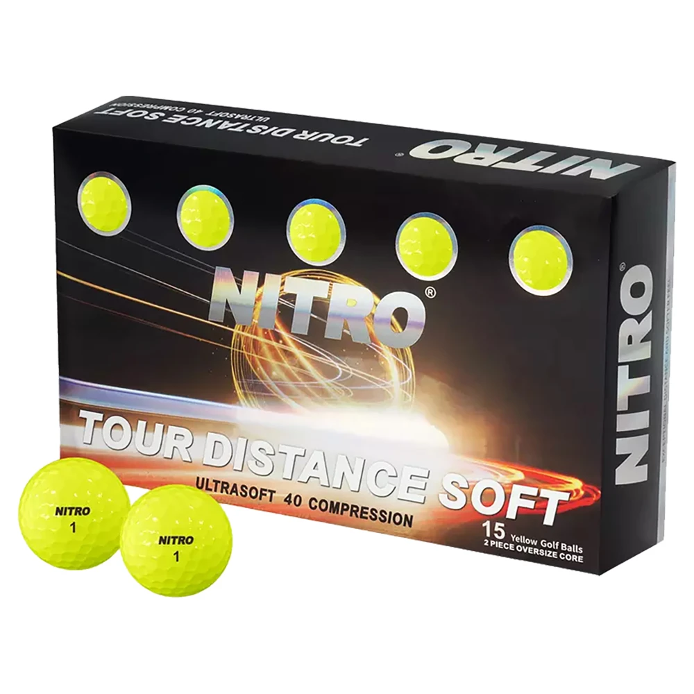 Nitro Tour Distance Soft Yellow Golf Balls - 15 Pack - Maple Hill Golf