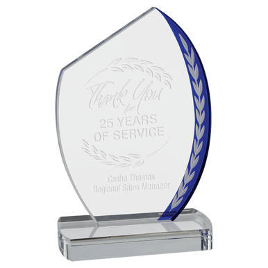 Blue Slant Oval Edge Glass 7.75" - Arulaser