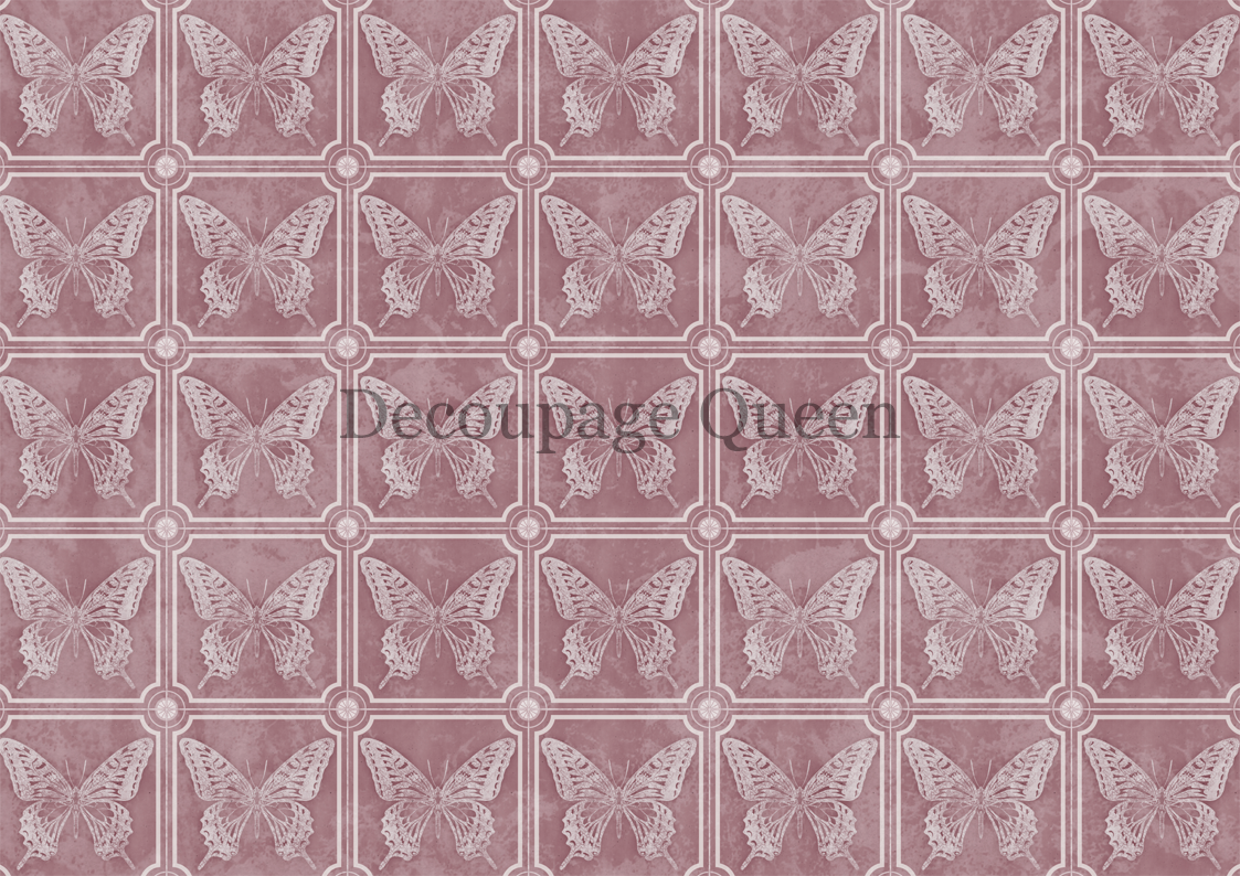 Decoupage Queen Dainty and the Queen Butterfly Tiles Rice Paper