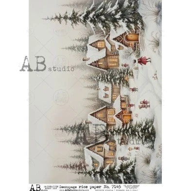 AB Studios Snowy Village Scene A4 Rice Paper