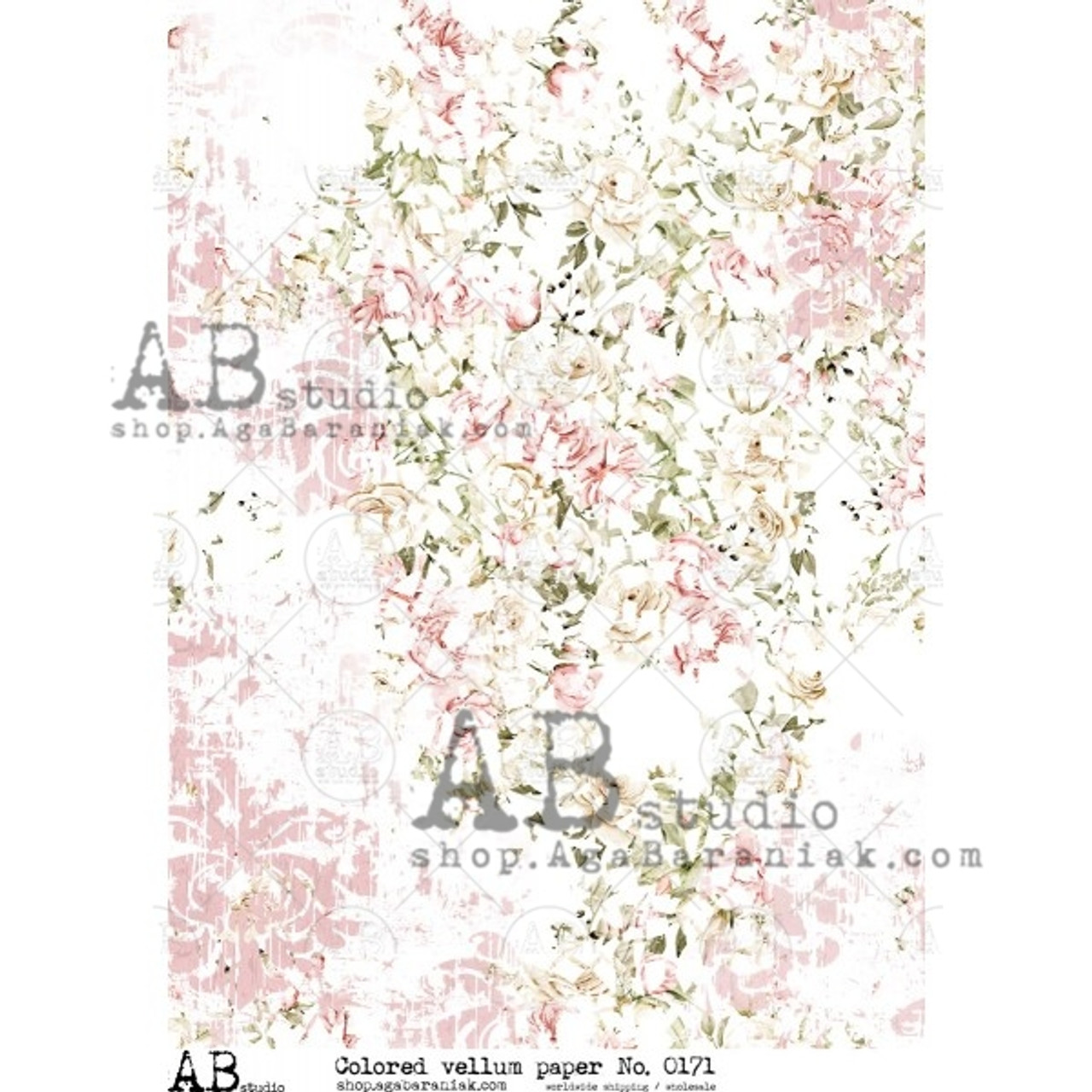 AB Studios Vellum Paper 0171 Soft Floral Grunge
