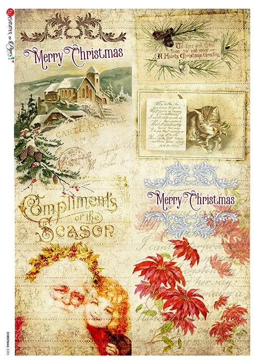Paper Designs Vintage Christmas Scenes Four pack Rice Paper