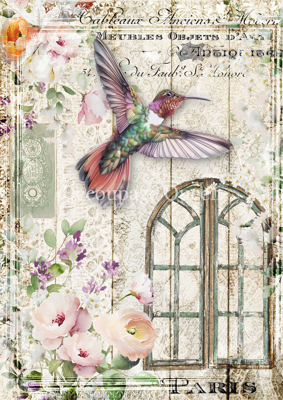 Decoupage Queen Rice Paper - Airy Hummingbird Size A4