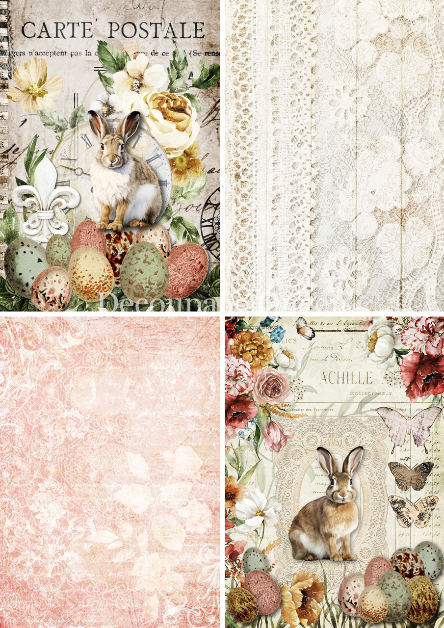 Decoupage Queen Rice Paper - Vintage Easter Four Pack Size A4