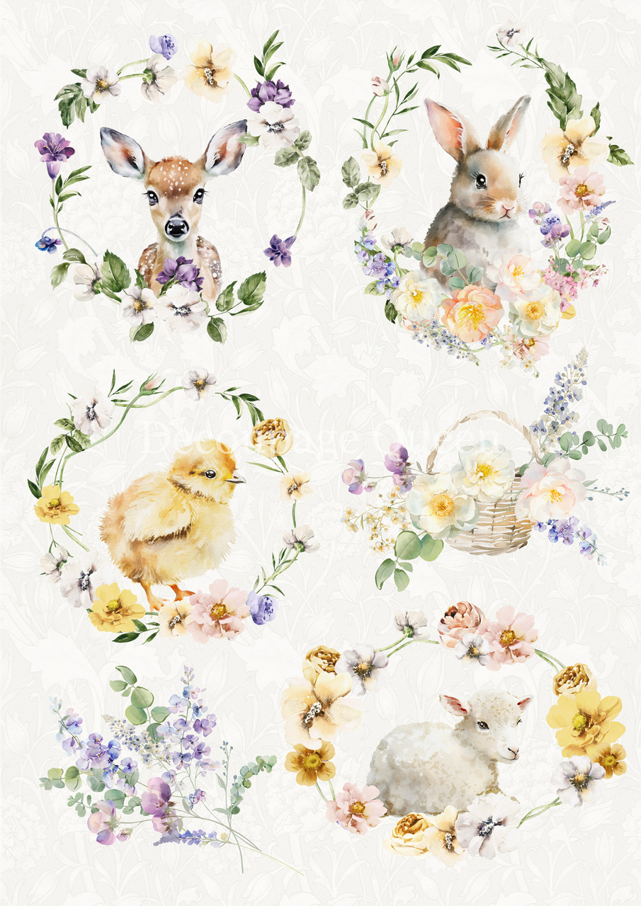 Decoupage Queen Rice Paper - Spring Animals Size A4