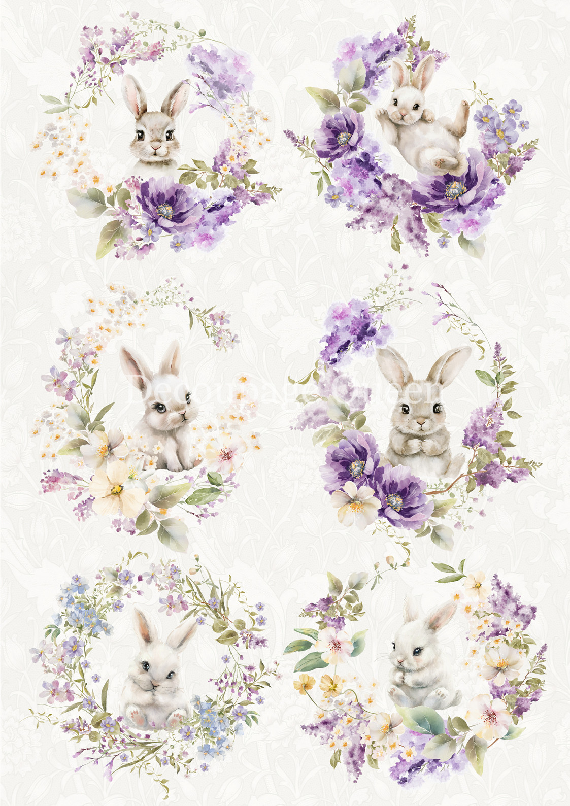 Decoupage Queen Rice Paper - Spring Bunnies Size A4
