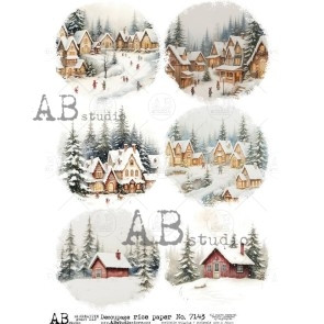 AB Studios Winter Village Houses A4 Rice Paper