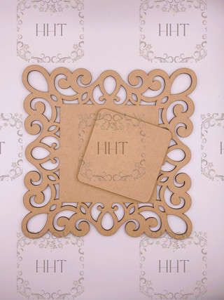 MDF Square Plaque with center Overlay, 2 pieces