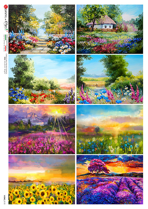 Paper Designs Eight Beautiful Landscape Country Scenes and Floral ...