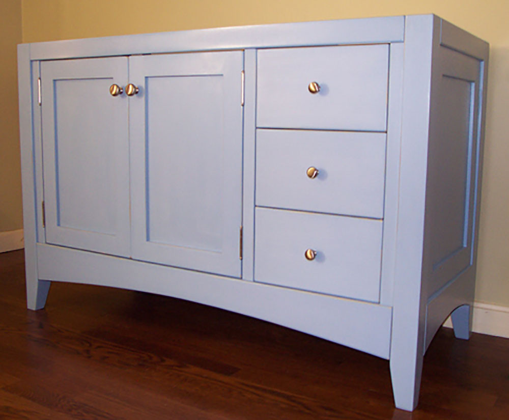 Shaker Style Vanity with double sinks and 3 centered drawers