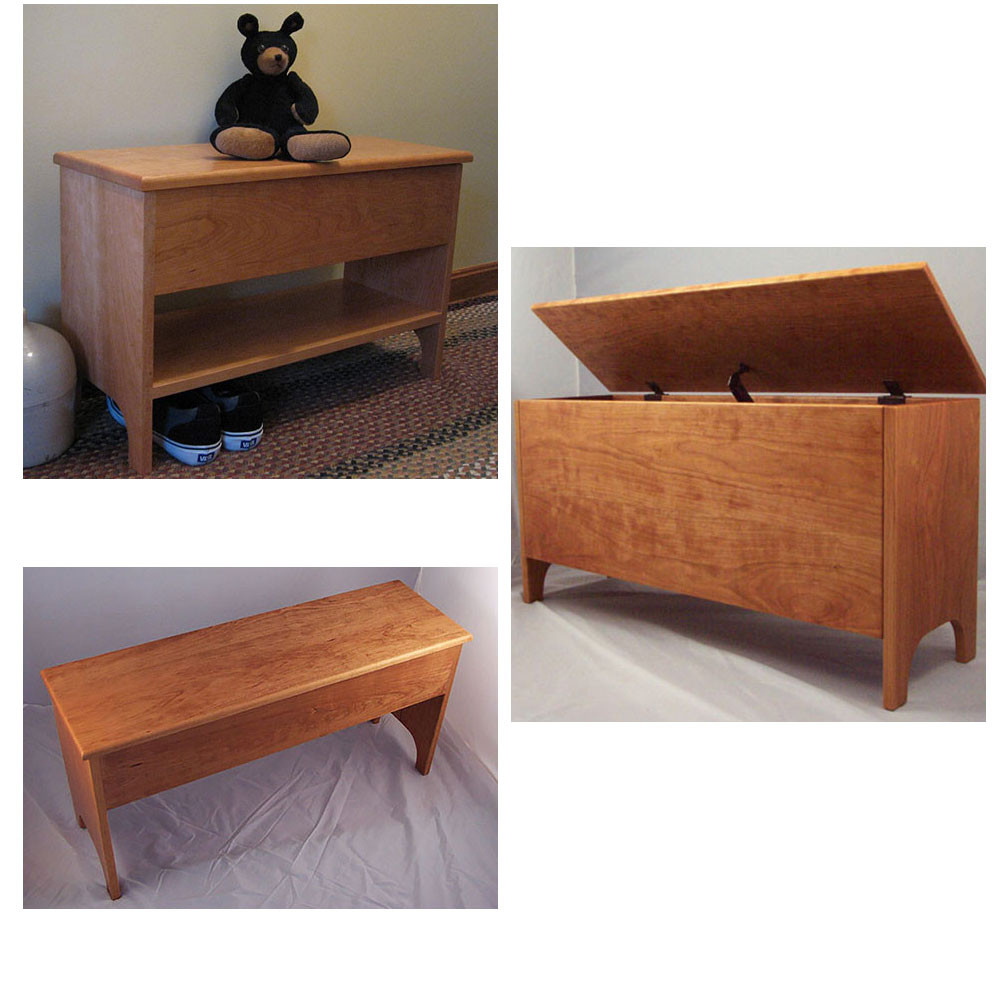 Shaker Storage Bench, Cherry, Oak, or Maple, Finished - Meadowbrook ...