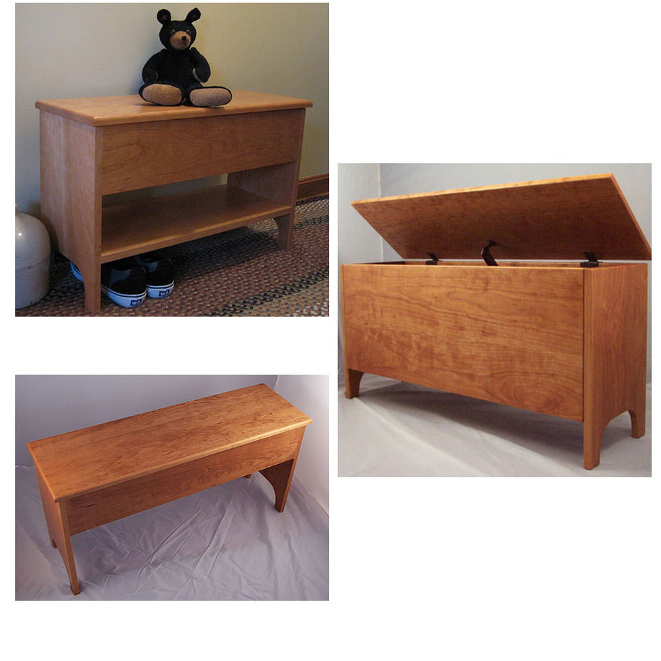 Shaker Storage Bench, Cherry, Oak, or Maple, Finished - Meadowbrook ...
