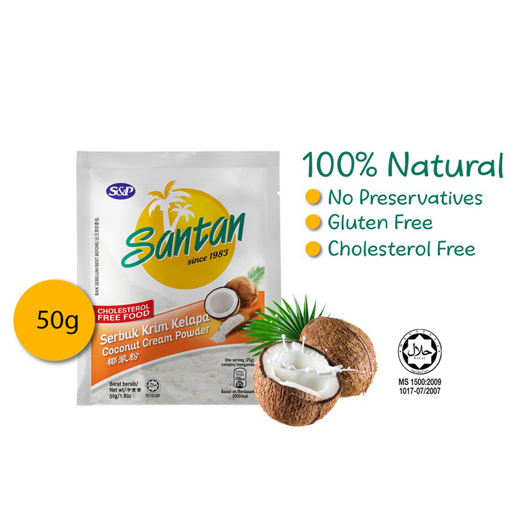 SANTAN Coconut Milk Cream Powder 50g Creamy Cooking Free Cholesterol NEW