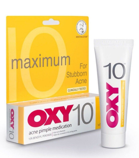OXY 10 Cream Maximum For Stubborn Acne Pimple Medication Treatment 10g ...