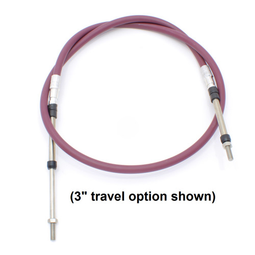 M8 x 1.25 Push-Pull Cable, Clamp Hubs, Choose Travel Option
