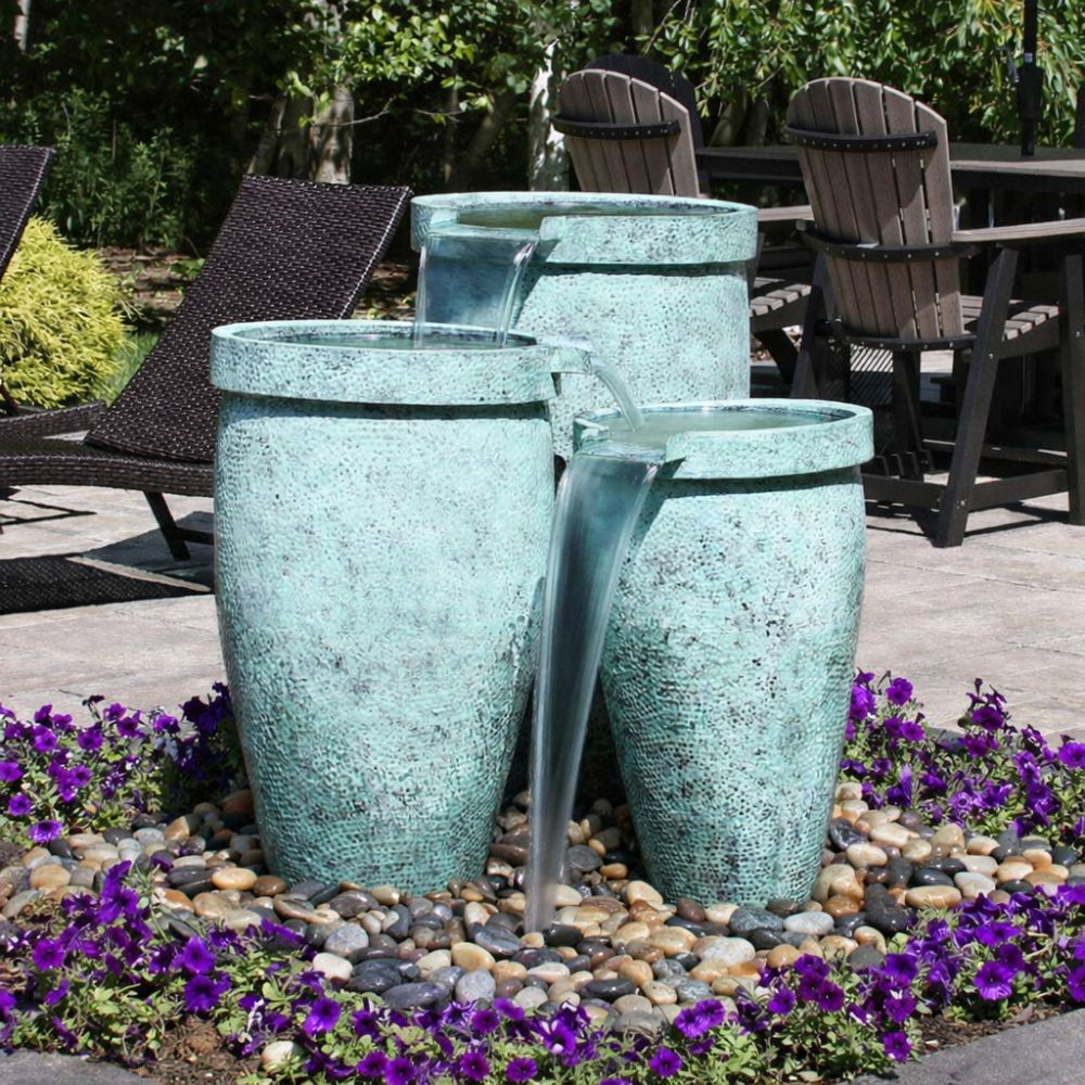 Blue Thumb Brass Triple Urn Fountain Kit | The Pond Guy