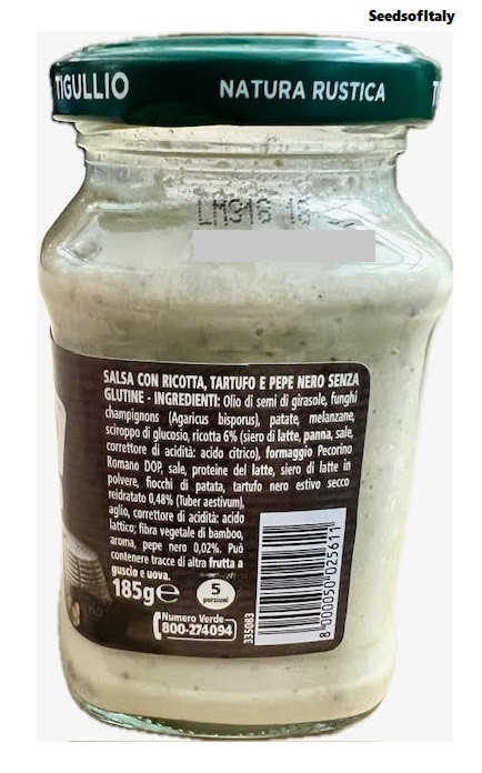 Tigullio Ricotta, Truffle and Black Pepper *Gluten Free* 185g