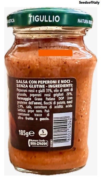 Tigullio Peppers & Walnuts Sauce *Gluten Free* 185g