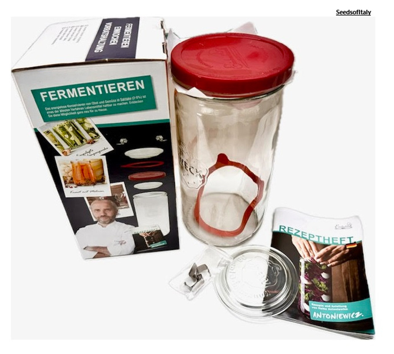 Weck '3 in 1' Starter Kit, Fermentation,Preservation,Storage Jar 1.590ml