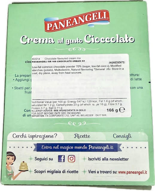 Paneangeli Chocolate Flavored Cream 2 x 86g