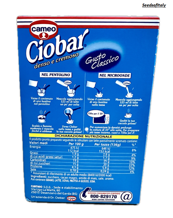 Ciobar Classic Italian Hot Chocolate 125g (5x25g) Sachet