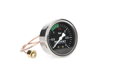 0-3 BAR BLACK BOILER MANOMETER WITH CAPILLARY - ROCKET - Espresso Solutions