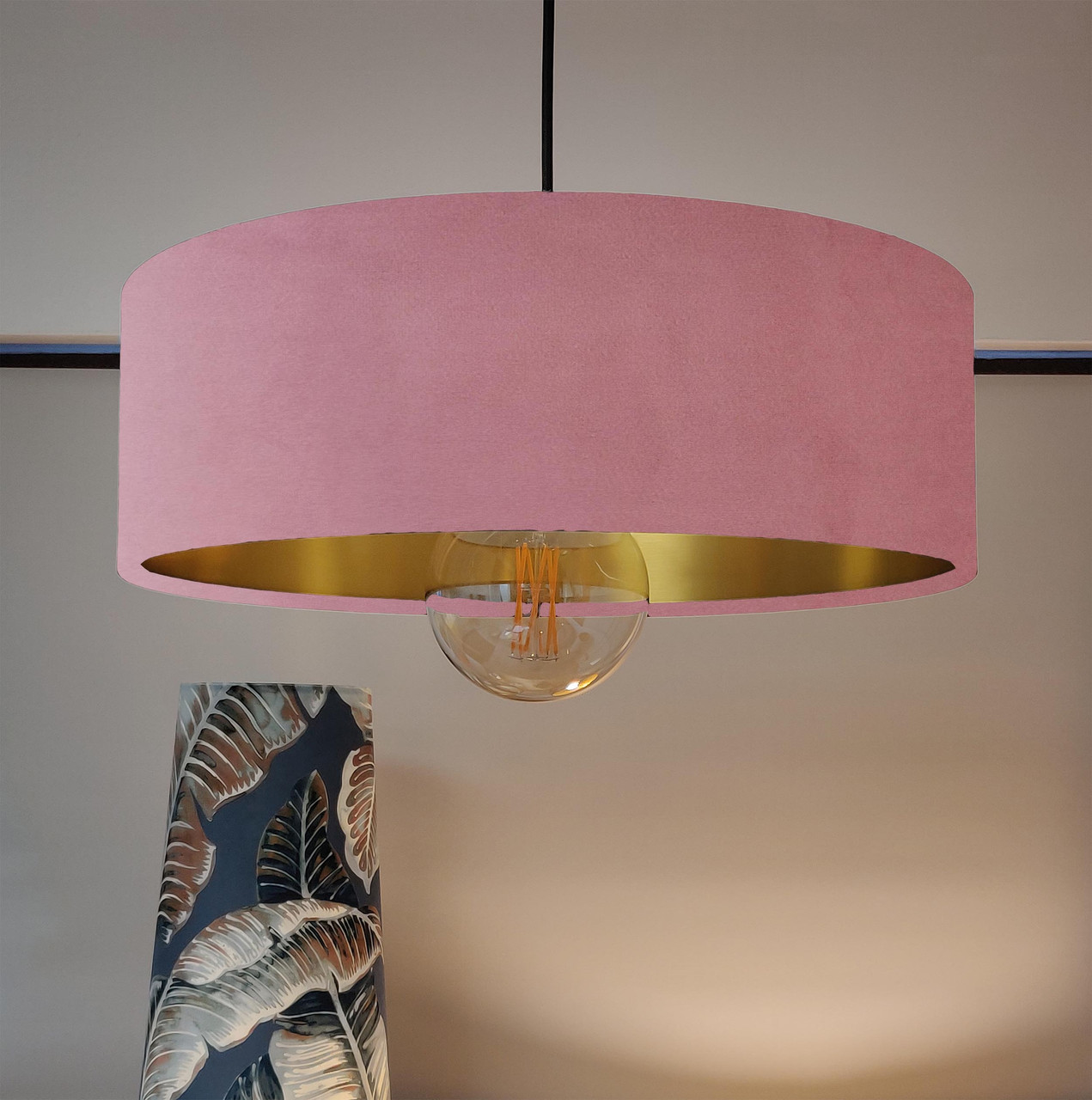 Candid Owl | Large 45cm Light Pink Velvet Ultra Slim Lampshade with ...