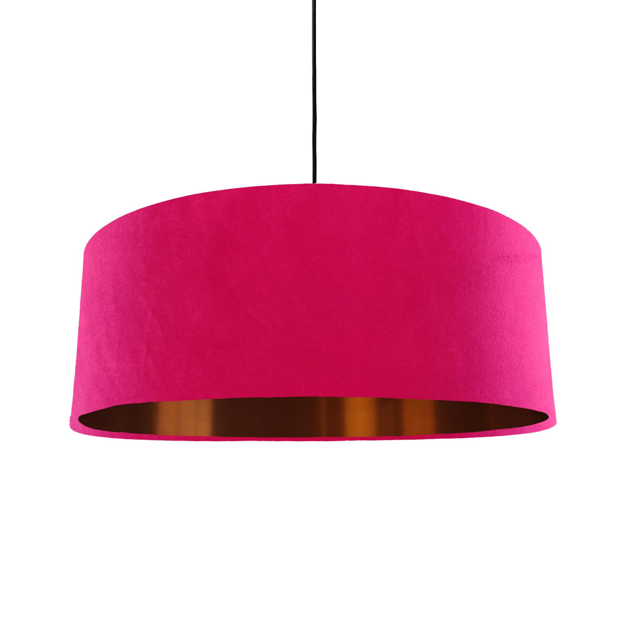 Candid Owl | Cerise Pink Extra Large Lampshade in Velvet with Copper Lining