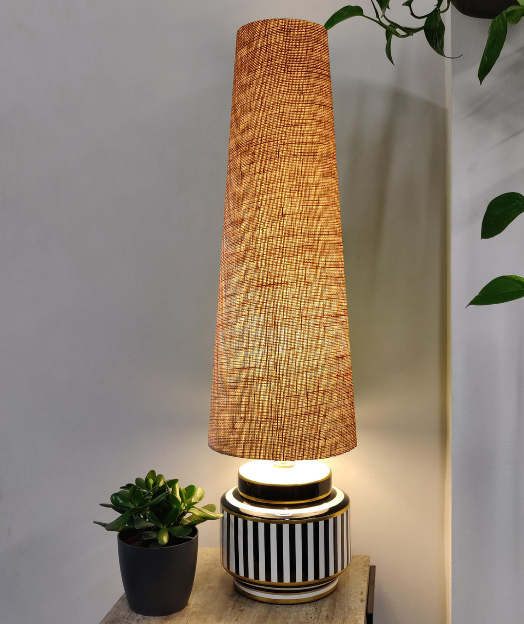 Candid Owl | Natural Hessian Extra Tall Slim Cone Lampshade (70cm Tall)