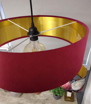 Candid Owl | Large 45cm Red Velvet Ultra Slim Lampshade with Gold ...