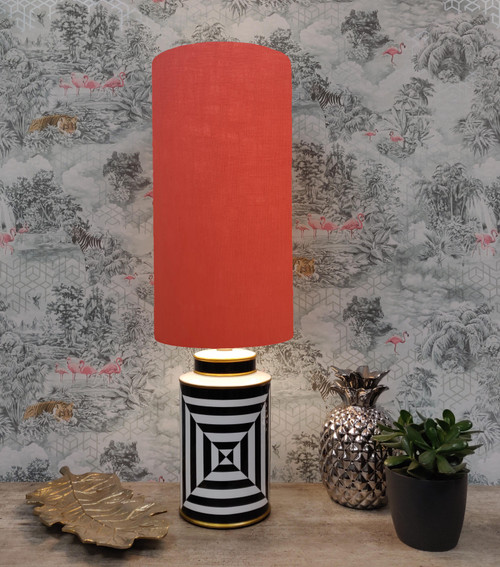 Candid Owl | Extra Tall Cylinder Lampshade in Burnt Orange Linen Fabric